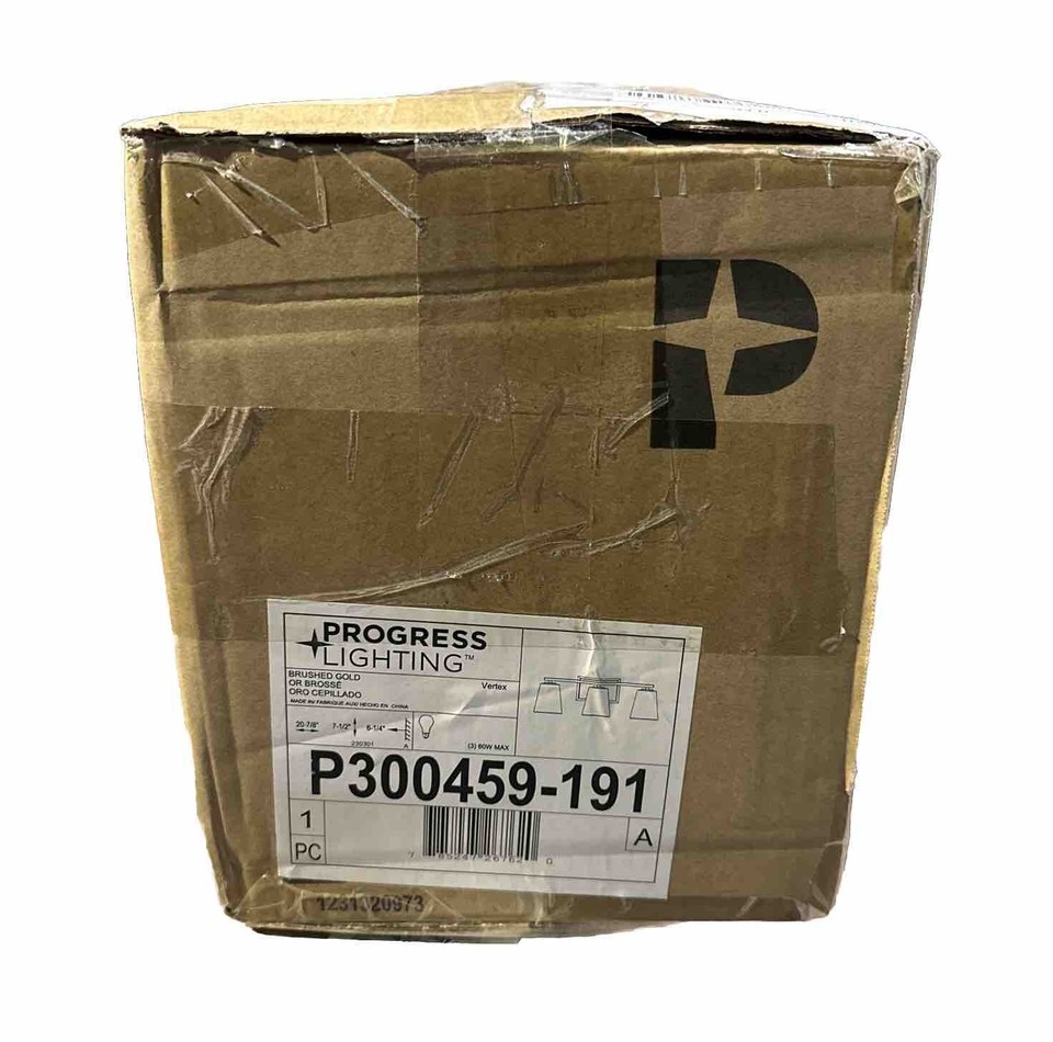 Progress Lighting Vertex Collection 20.87 in. 3-Light Brushed Gold Clear Glass | eBay