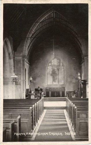 REAL PHOTOGRAPHIC POSTCARD OF NORTH FRODINGHAM CHURCH INTERIOR, EAST ...