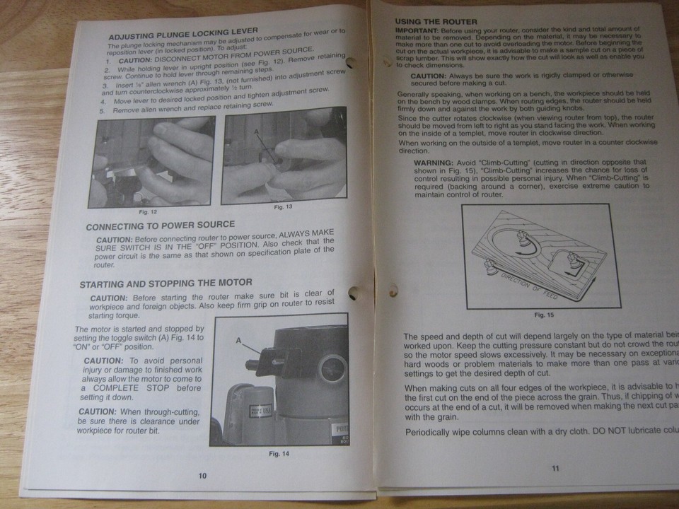 Porter Cable Plunge Router Model 693 & Router Table Model 695/696 ...