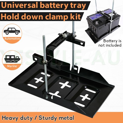Universal Metal Car Battery Tray Adjustable Hold Down Clamp Bracket Kit ...