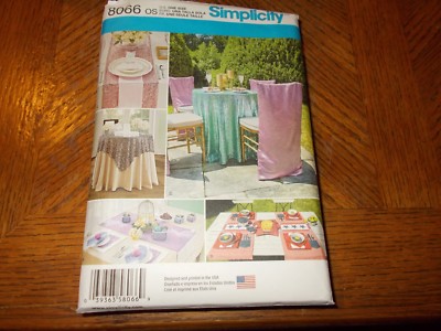 Simplicity Pattern 8066 ~Home Decor~ Table Runners, Chair Covers ...