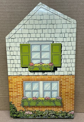 Vtg Metal Tin Dollhouse House Doll Marx Home SIDE WALL EXTERIOR DOUBLE ...