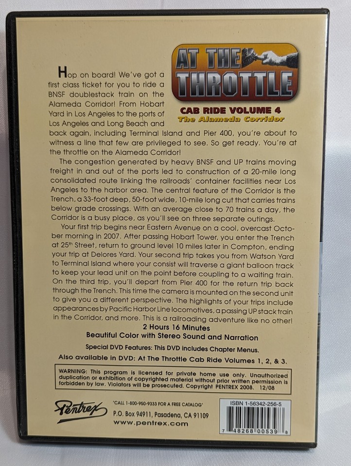 At The Throttle Cab Ride Vol 4 The Alameda Corridor-Pentrex | eBay