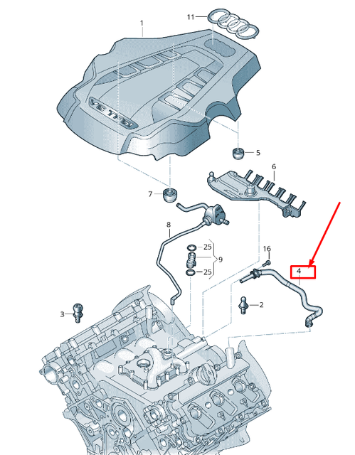 AUDI A8 4H ENGINE VENT HOSE 06E103217AL GENUINE for sale online | eBay