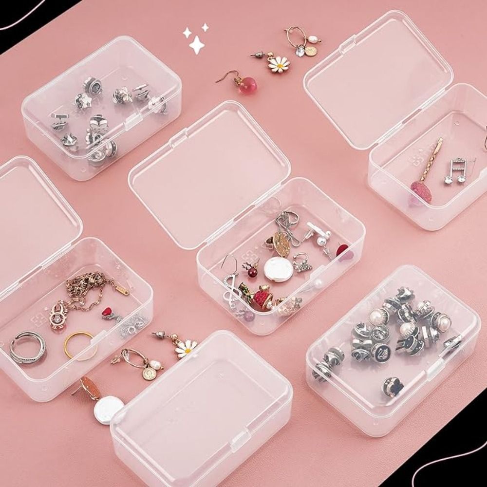 4pcs Plastic Transparent Box 9.2×6.2×3.2cm Storage Containers Jewlery ...