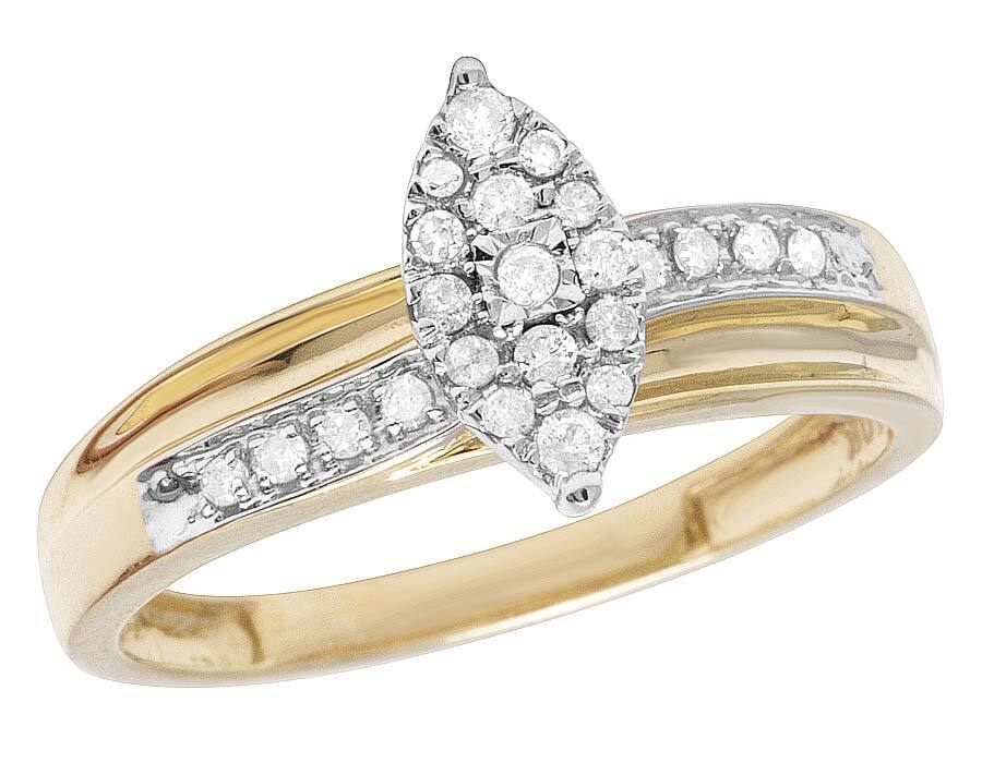 10K Yellow Gold Real Diamond Marquise Engagement Trio Bridal Ring Set ...