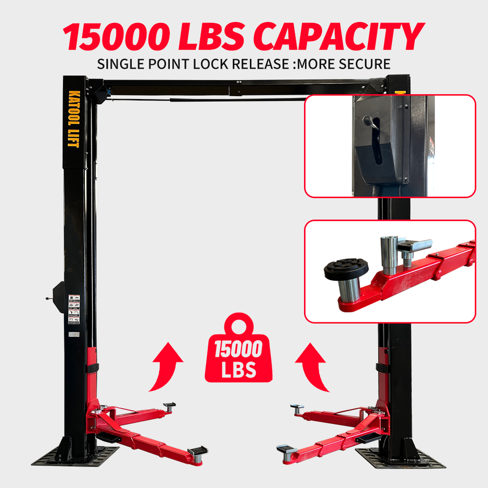 15000lbs Heavy Duty 2 Post Lift Single Point Lock Car Lift Clearfloor ...