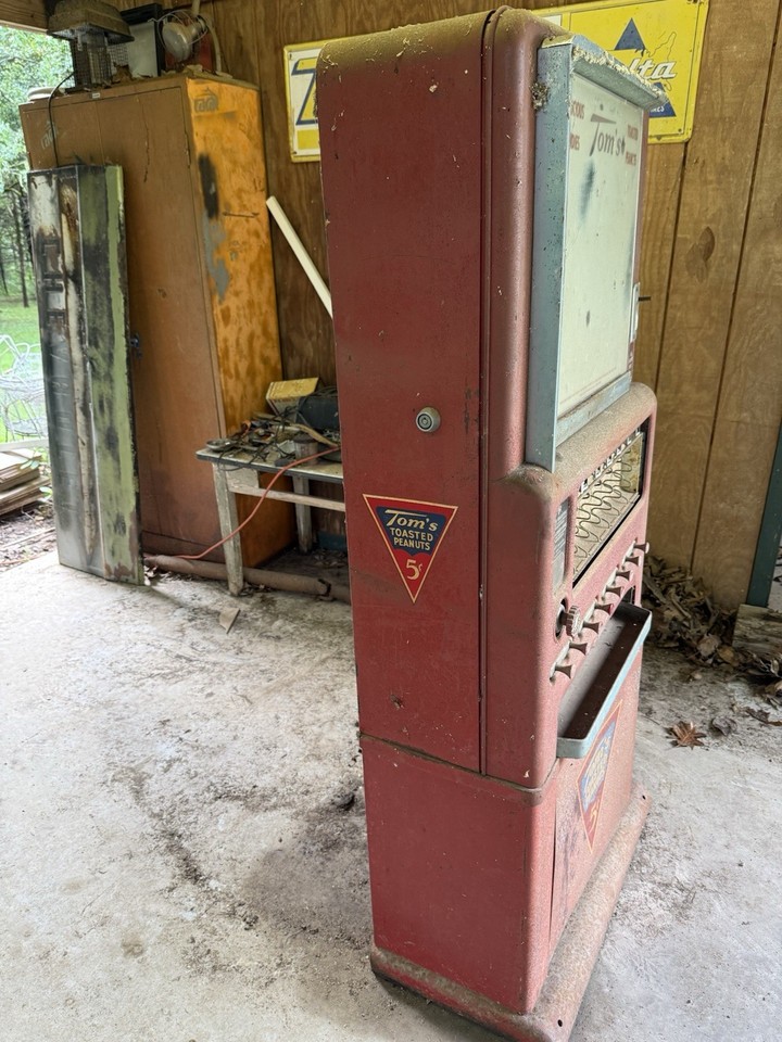 Vintage Tom's Toasted Peanuts Vending Machine, Candy Nuts Stoner | eBay