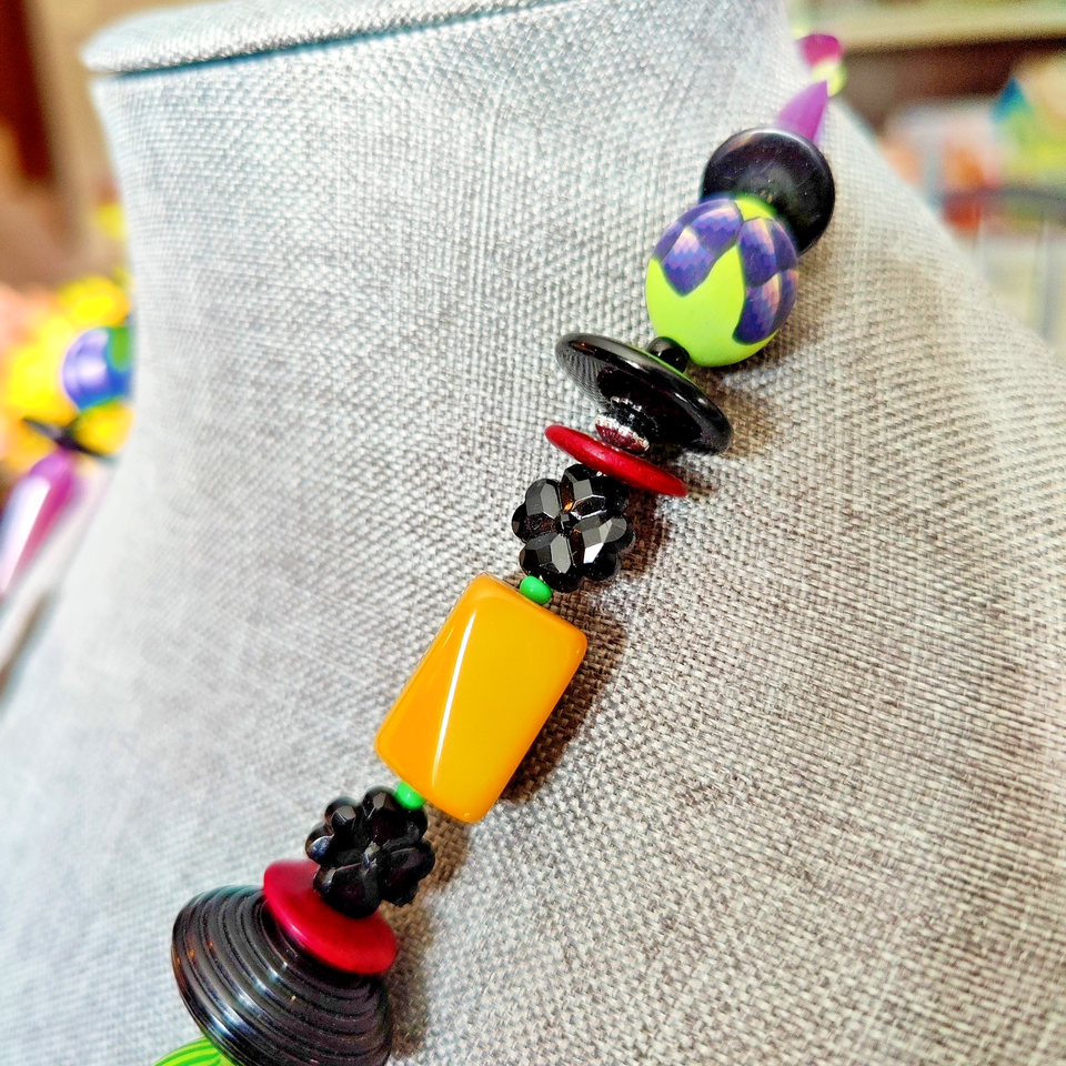 Beautiful Woman's Multi Color Beaded Fashion Statement Necklace | eBay