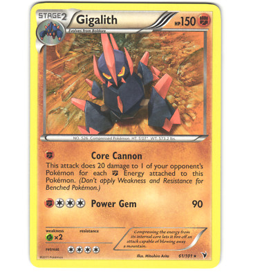 Pokemon 2011 Near Mint NM Gigalith Noble Victories Rare 61/101 Card | eBay