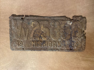 1935 Michigan License Plate Veteran # Vv 25356 Rusty | eBay