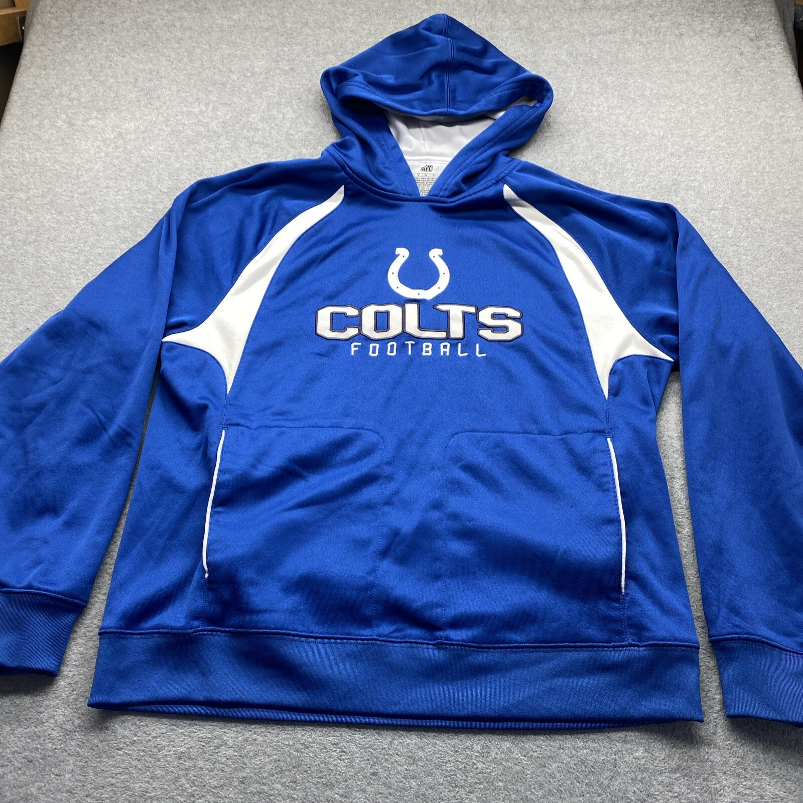 Indianapolis Colts Sweater Mens Medium Hoodie Blue White Soft Shell NFL ...