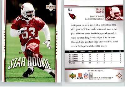 Buster Davis 2007 Upper Deck #203 Florida St Cardinals RC Rookie EX-NM ...