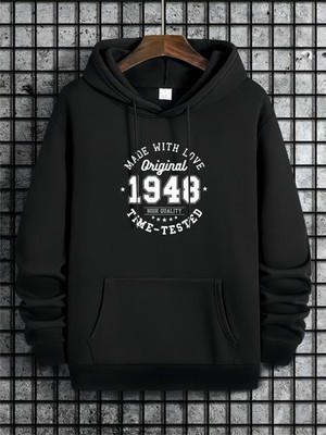 Men'S Vintage 1948 Graphic Hoodie - 250g Heavyweight Loose Fit, Durable ...