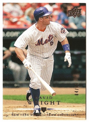 DAVID WRIGHT 2008 Upper Deck baseball card GOLD PARALLEL #/99 New York ...