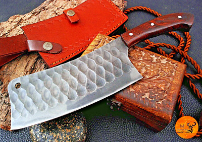 CUSTOM MADE HAND FORGE CARBON STEEL CLEAVER MEAT CHOPPER BUTCHER KNIFE ...