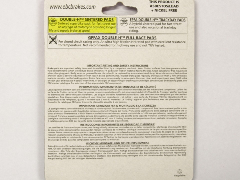 EBC HH Rear Brake Pads Honda CBR1000RR 1000RR 04 05 FA174HH | eBay