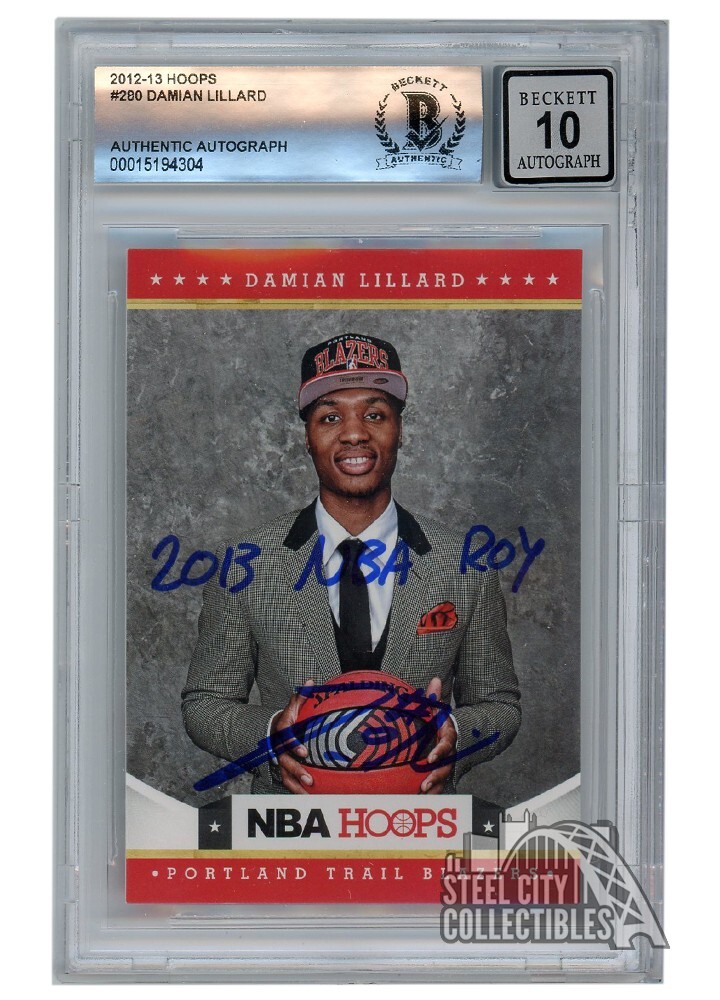 Damian Lillard 2012-13 Panini Hoops Autograph "2013 NBA ROY" RC Card ...