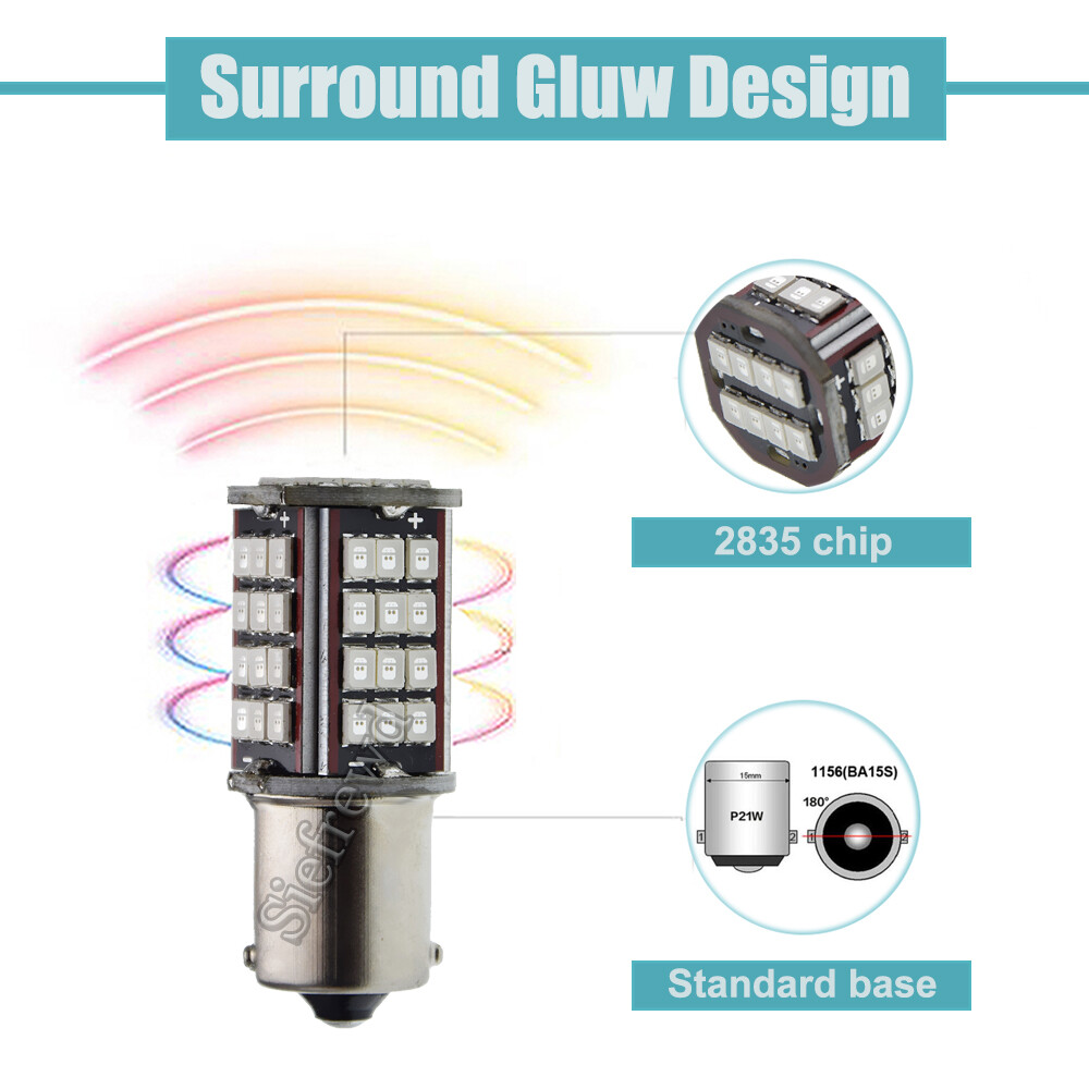 2 x Positive earth 6V 6 Volt 56SMD LED RED Car Bulb 1156 BA15S P21W ...