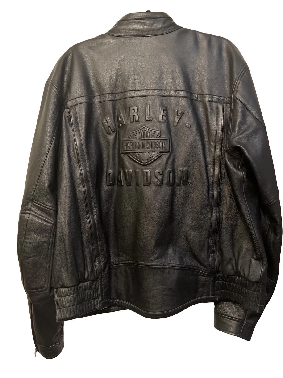 Harley Davidson Black Embossed Leather Jacket XL Wome… - Gem