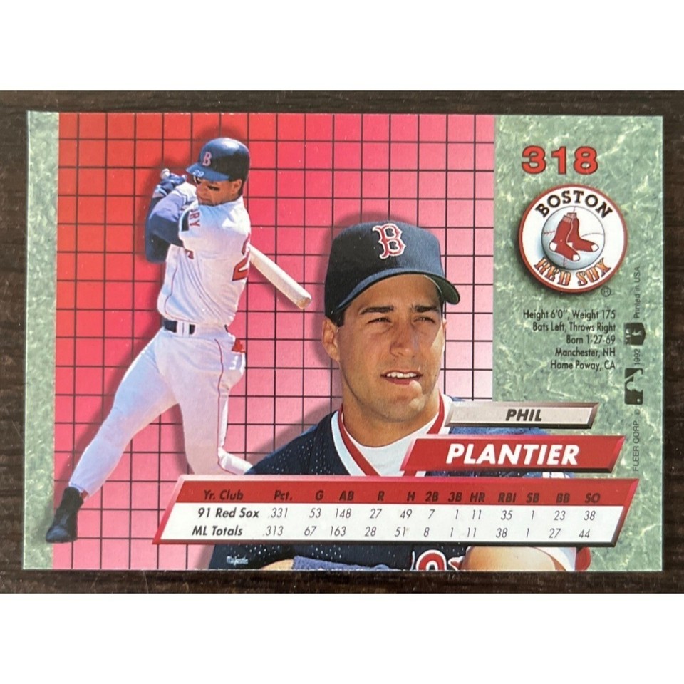 1992 Fleer Ultra #318 Phil Plantier Boston Red Sox MLB Major League ...