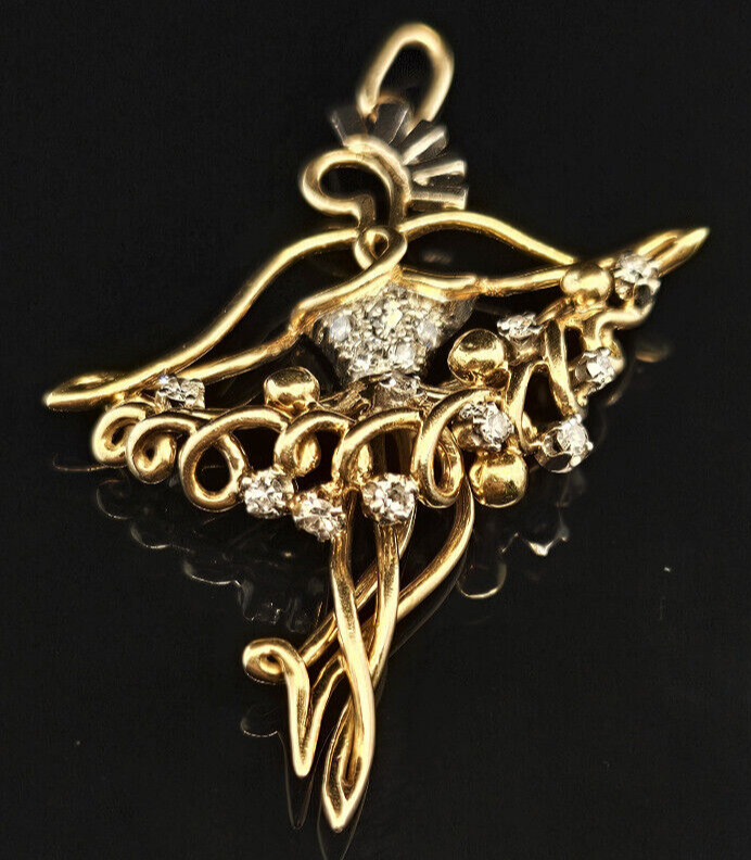 Vintage 18K Gold ABSTRACT DIAMOND BALLET DANCER Charm Pendant | eBay