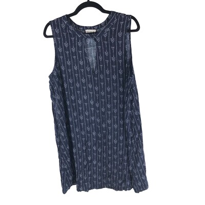Just Found Shift Dress Keyhole Neckline Sleeveless Geometric Navy Blue ...