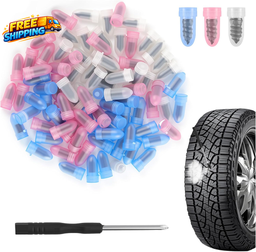 100PCS Screw Tire Plugs Kits with Screwdriver 3 Sizes Screw in Tires ...