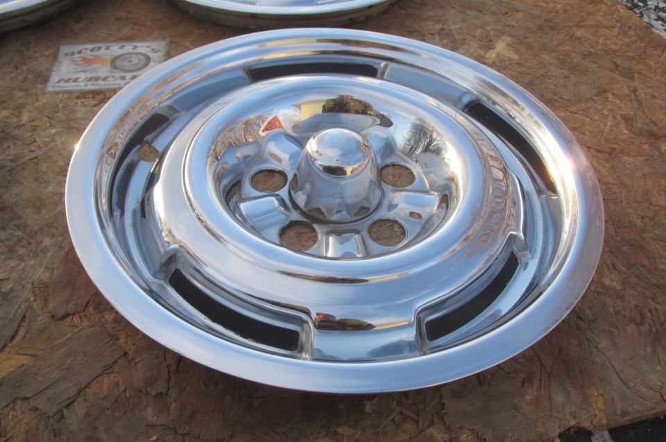 1964-1967 MERCURY COMET CYCLONE CHROME REVERSE STYLE 14" WHEEL COVERS ...