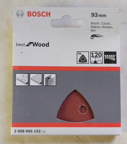 Bosch Best for Wood Multitool Triangle Sanding Pads 5PCS 93 mm 120 ...