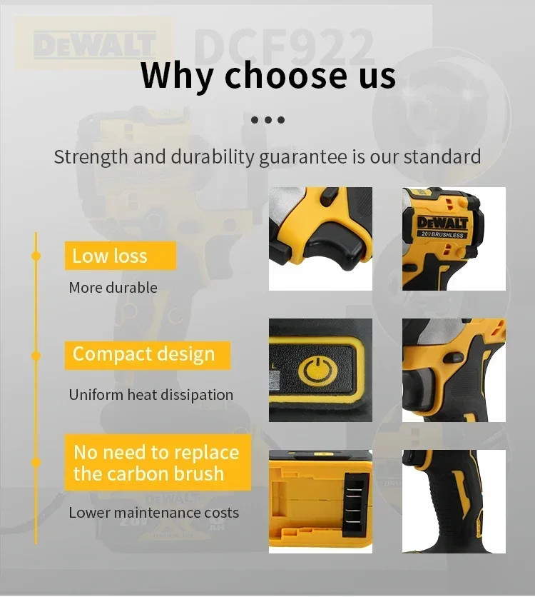 Dewalt DCF922 ATOMIC 20V 1/2 In Cordless Impact Wrench Variable Speed ...