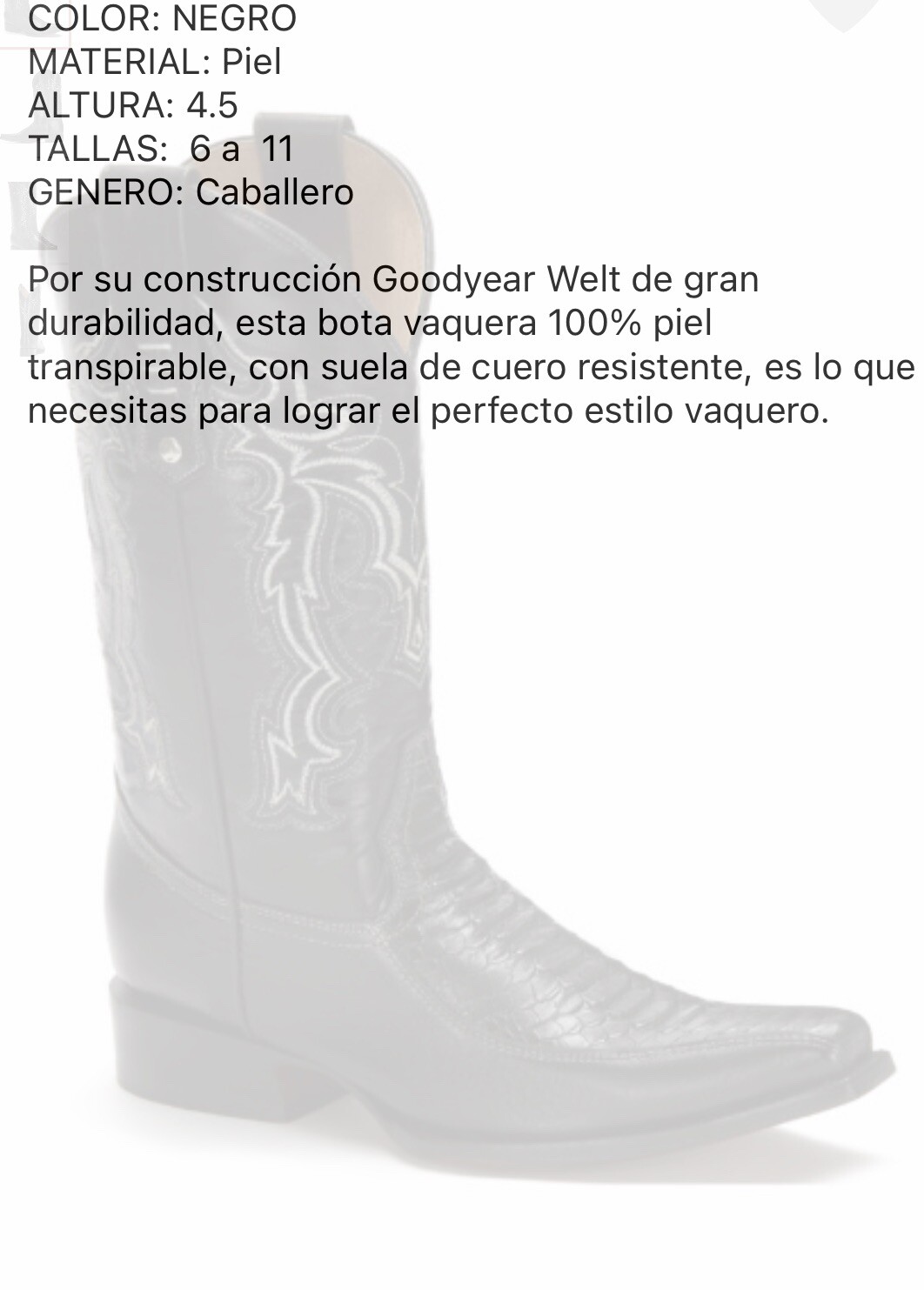 botas vaqueras FORASTERO para hombre nuevas a16 | eBay