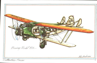 Postcard Aviation Collectors Series Boeing Model 80A Artist Roy ...