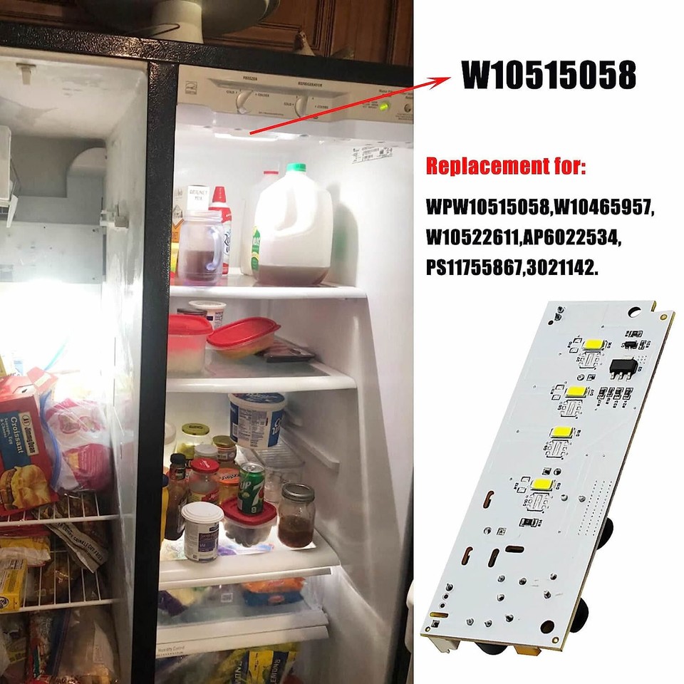 W10515058 W10515057 For whirlpool kenmore refrigerator led light,3pcs ...