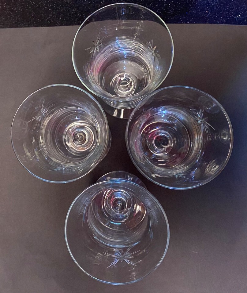 MCM Atomic Star Glass SET OF 4 Six Point Star SUSQUEHANNA Stem Glasses ...