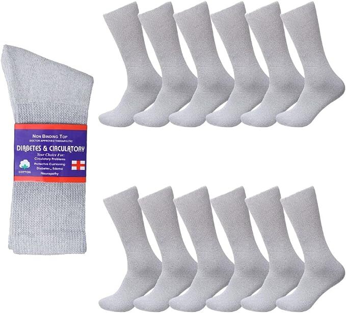 Diabetic Socks, Non-Binding Circulatory Cushion Cotton Crew Socks for ...