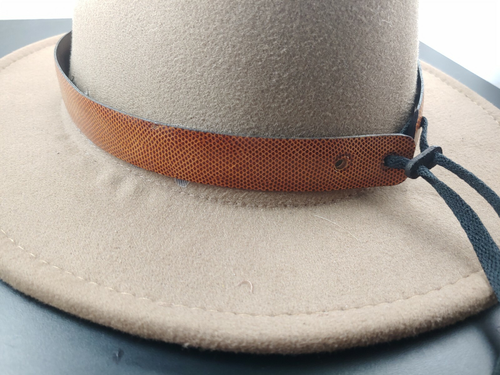 BROWN snake skin hatband hat band adjustable HANDMADE Western cowboy ...