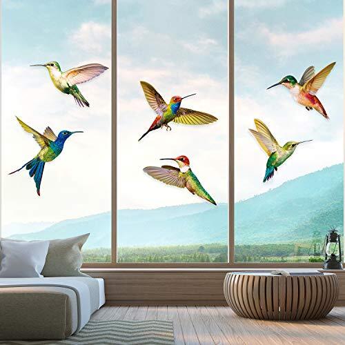 6 Pcs Hummingbird Window Clings Anti-Collision Decals to Prevent Bird ...