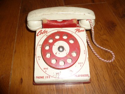 Antique Vintage Wooden Playskool Rotary Phone 132 Color Phone | eBay