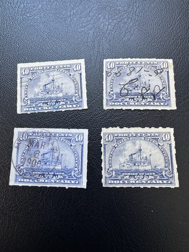 4 US Scott #R170 40 Cent Battleship Documentary Stamps- Used (See ...