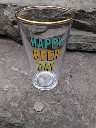 Happy Beer-Day Pint Beer Glass from Hallmark, Pun on Birthday Holds 15 ...
