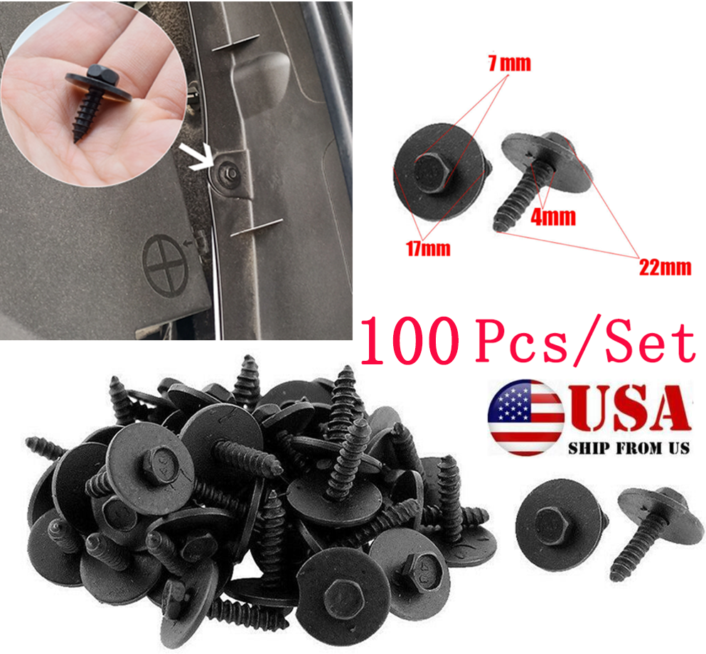 100PCS Car Body Fender Metal Screws Bumper Moulding Retainer Clips ...