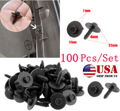 100PCS Car Body Fender Metal Screws Bumper Moulding Retainer Clips ...