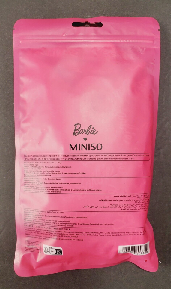 NEW MINISO BARBIE Shower Cap/Hat Hair Lined Waterproof Elastic Women ...