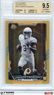 POP 1: Jamison Crowder RC BGS 9.5: 2015 Bowman Rainbow Orange Rookie ...