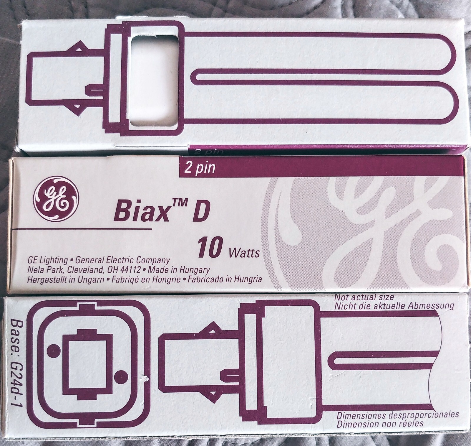 Lot Of 3 GE Biax D 10 Watts 2 Pin Compact Fluorescent Lamps CFL Light ...