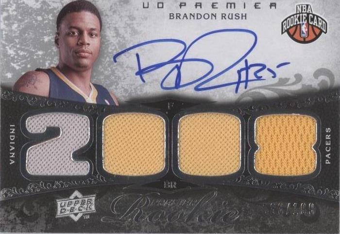 2008-09 UD Premier - Premier Rookie Autograph Materials Brandon Rush ...