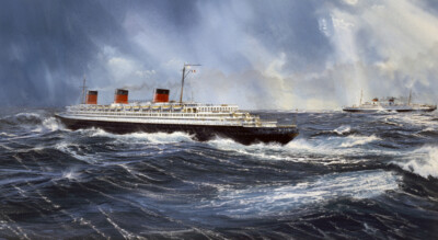 Normandie Rex French Italian Ocean Liner Blue Riband Marine Painting ...