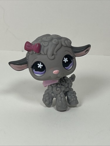 Littlest Pet Shop Lamb 1218 Gray Sheep Pink Bow Dot Eyes Authentic | eBay