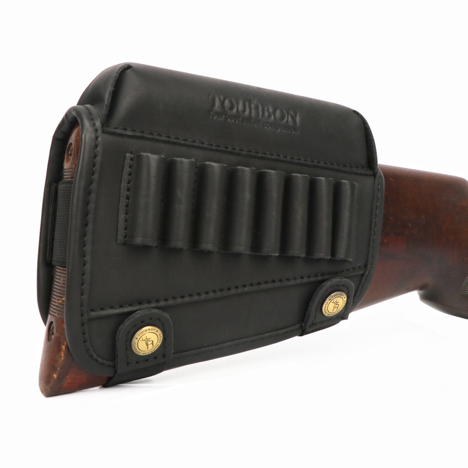 TOURBON Leather Shooting Rifle Cheek Rest Comb Riser Ammo Holder Cover ...